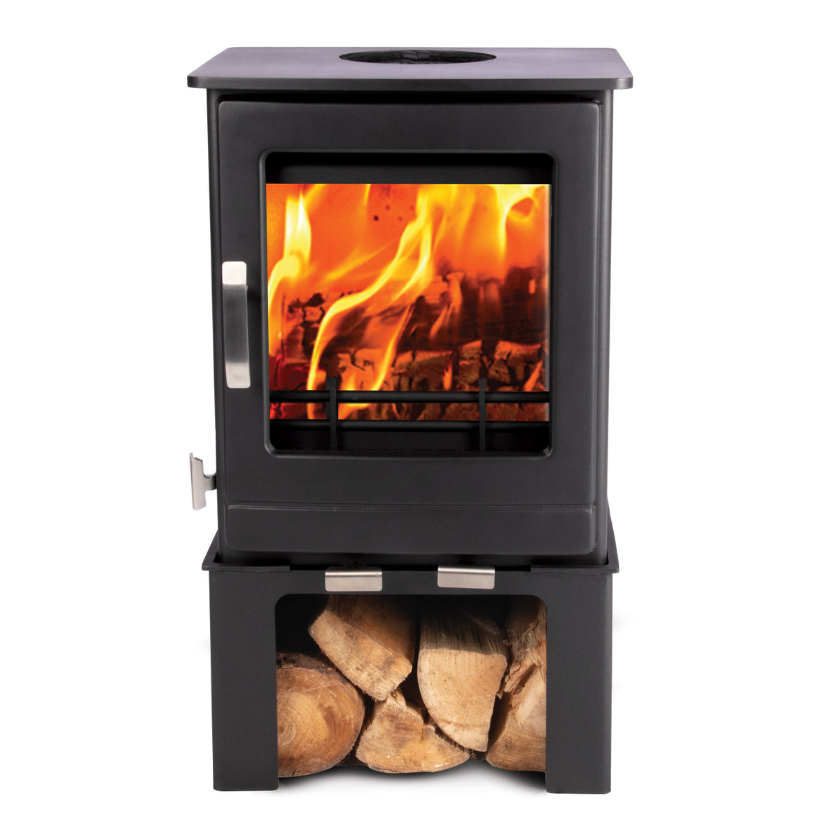 Mazona Ripley 5kW Multifuel Woodburning Stove, With Log Store, Freesta ...