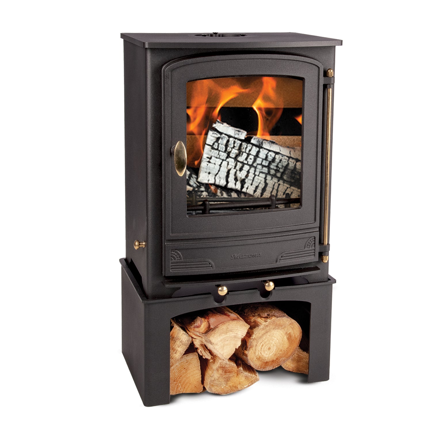 Mazona Warwick 5kW Multifuel Woodburning Stove, With Log Store, Freest ...