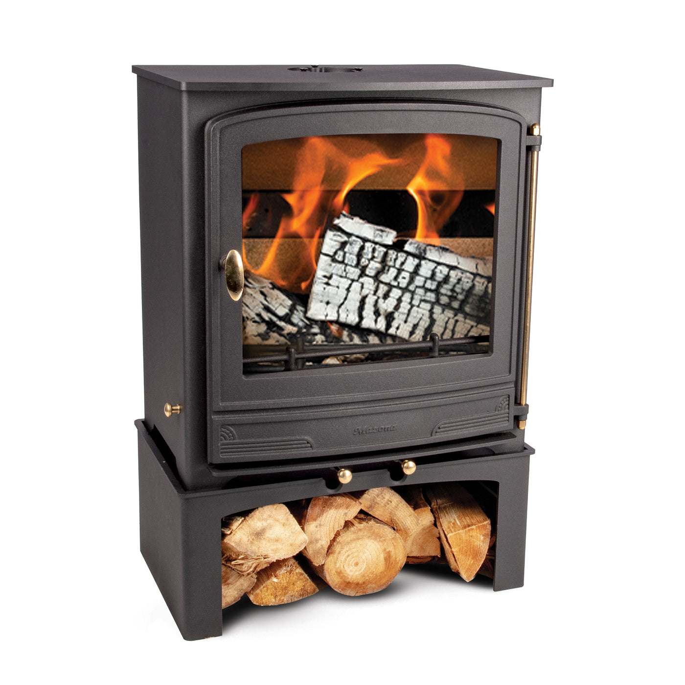 Mazona Warwick 8kW Multifuel Woodburning Stove, With Log Store, Freest ...